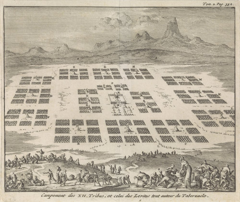 Tent Camps of the Twelve Tribes of Israel Arranged Around the Tabernacle