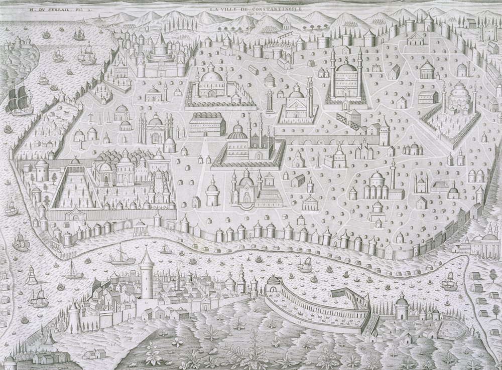 Town Map of Constantinople, Turkey, c.1650