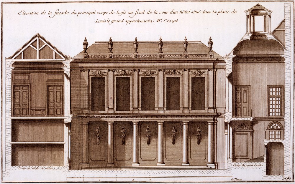 Facade of part of Monsieur Crozat's house, Place Louis le Grand, Paris ...