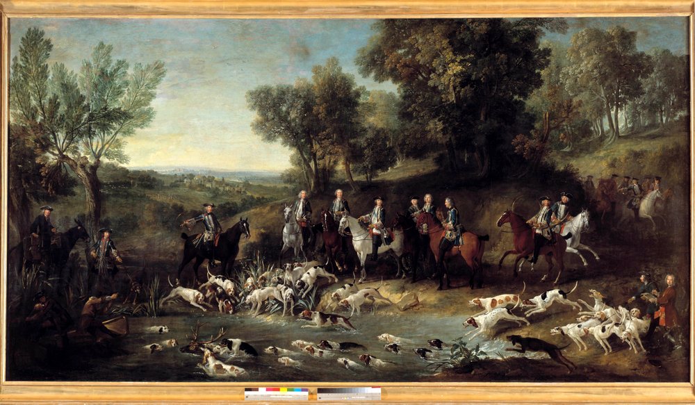 King Louis XV hunting deer in the forest of Saint Germain