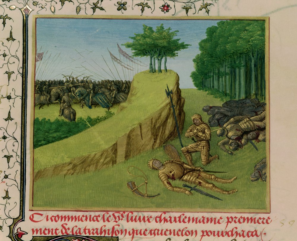 Ms Fr 6465 f.113 The Emperor Charlemagne Finds Roland's Corpse after ...