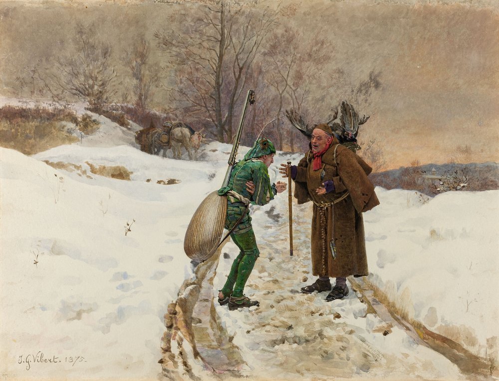 The Ant and the Grasshopper by Jean or Jehan Georges Vibert