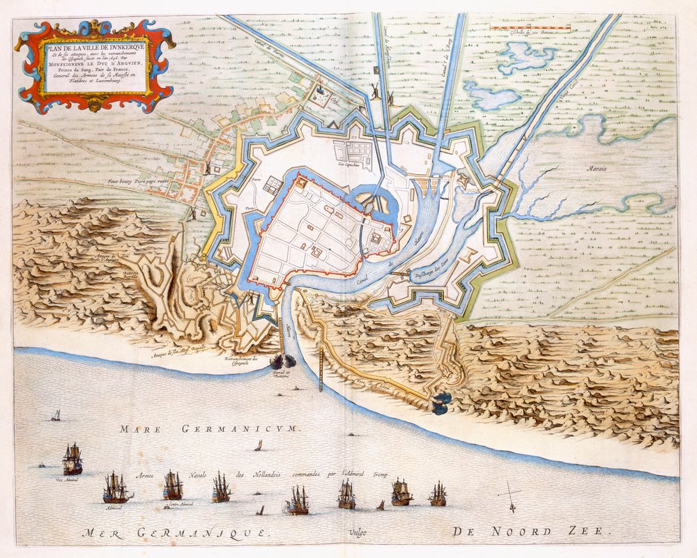 City of Dunkirk during the Spanish domination: plan showing the coastal ...