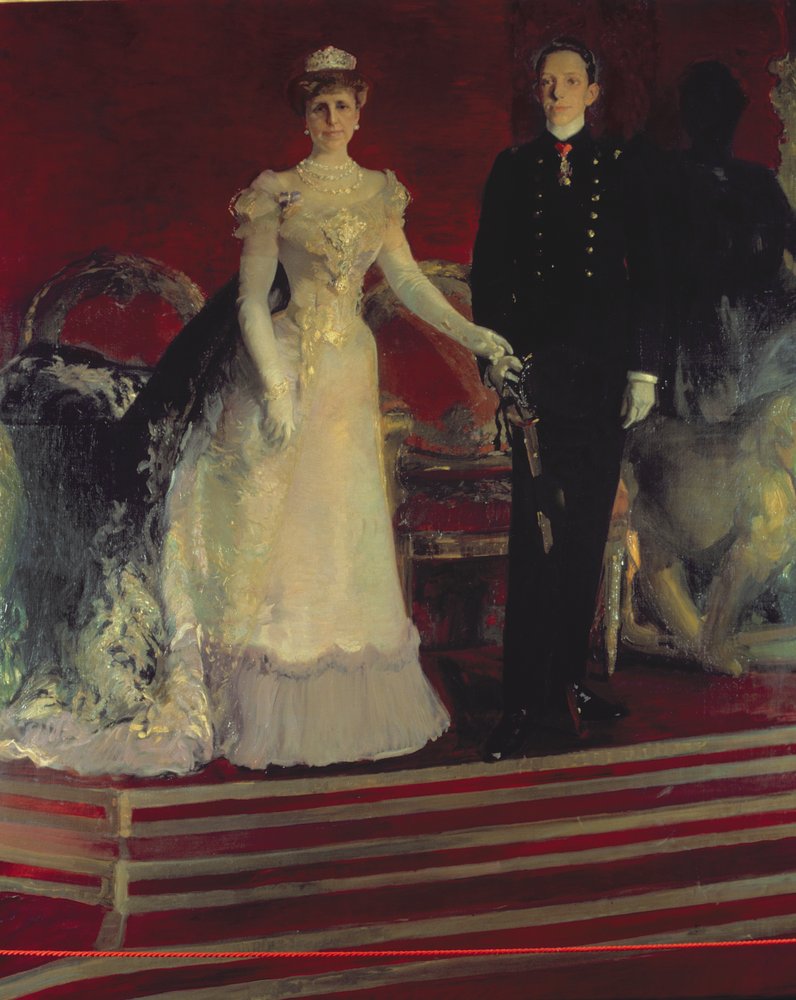 Portrait of King Alfonso XIII of Spain and His Mother, Queen Maria ...