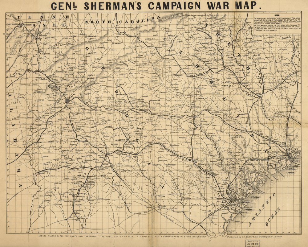General Sherman's Campaign War Map by John Henry Bufford