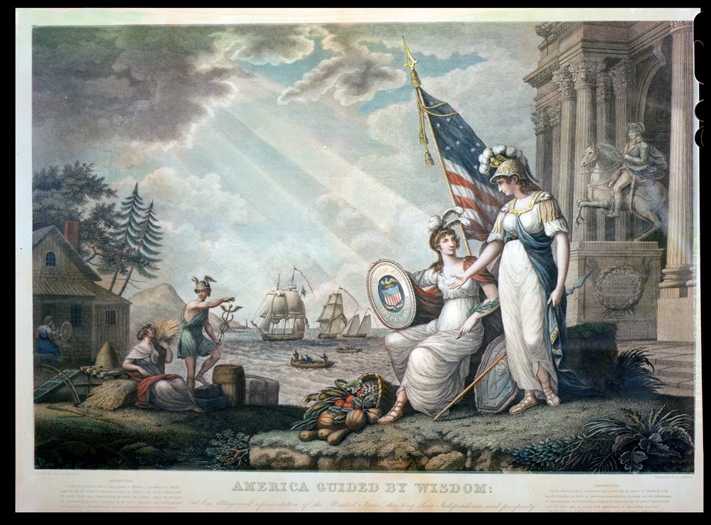 America Guided By Wisdom, 1815 engraved by Benjamin Tanner