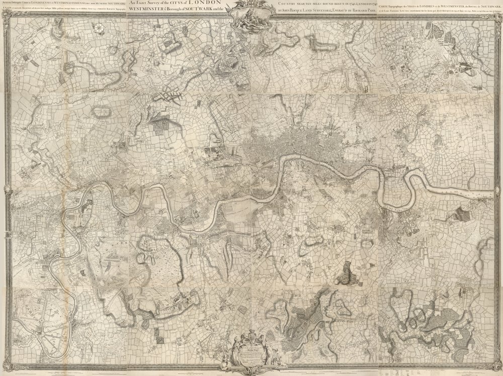 An 18th Century Map of London. An Exact Survey of the Cities of London ...