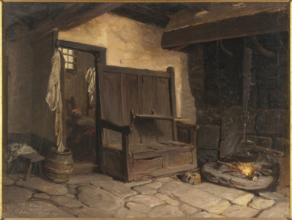 A Cottage Interior by Josef Wilhelm Wallander