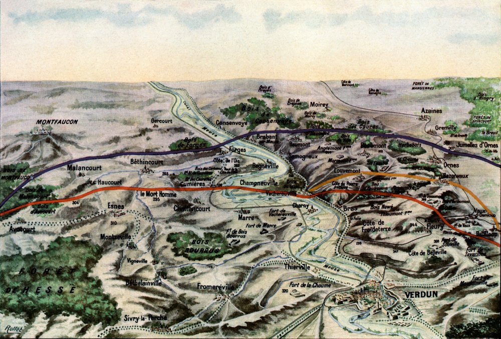Photograph of a French Map Showing the Battlefields of Verdun ...