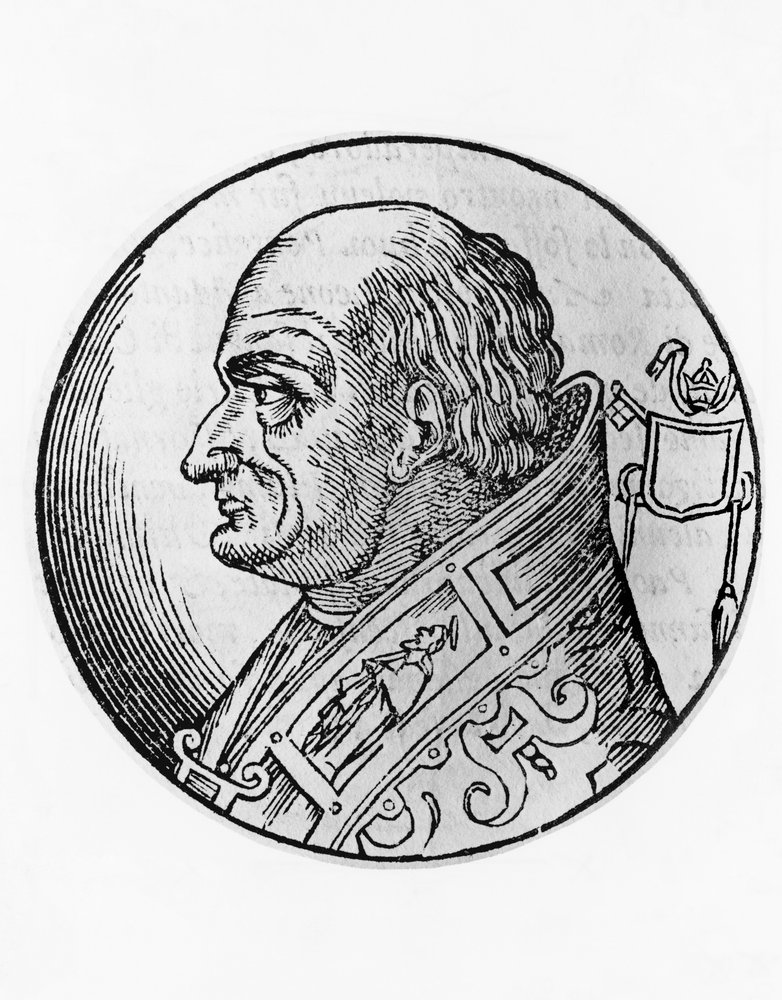 Portrait of Saint Leo III, 96th Pope of the Catholic Church, Engraving