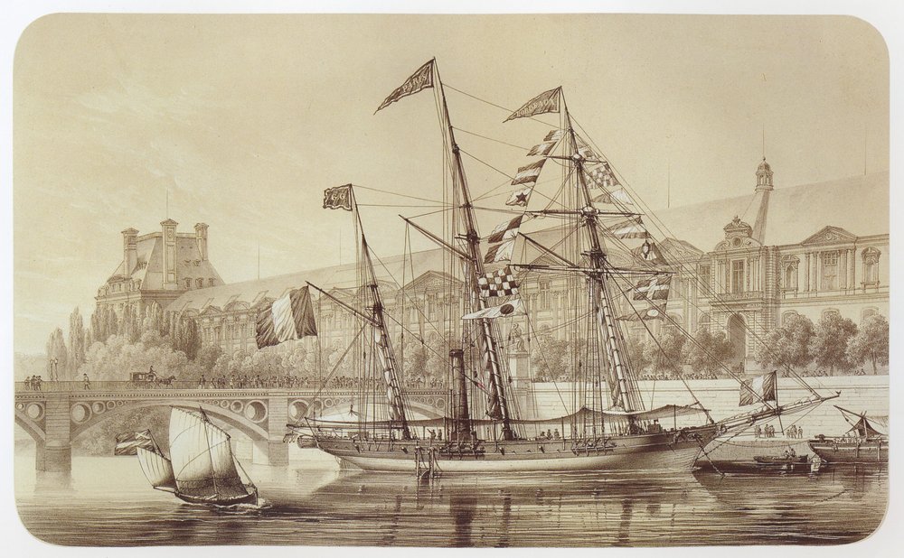 The Sole, first long-range propeller ship, anchored in front of the ...