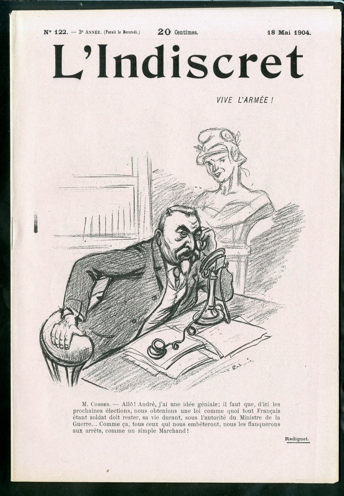 Cover of L'Indiscret, number 1, Satirical in B & W