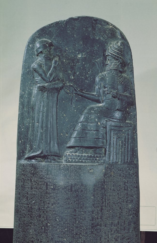 Relief Figure of the Sun God Shamash dictating his laws to King ...