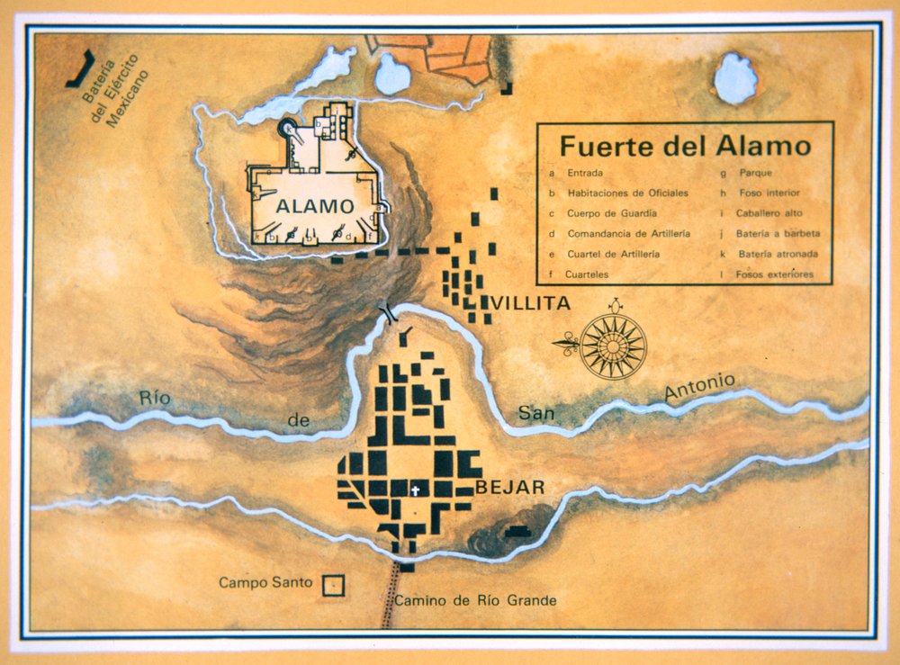 Map of the Alamo area in San Antonio based on Santa Anna's original ...