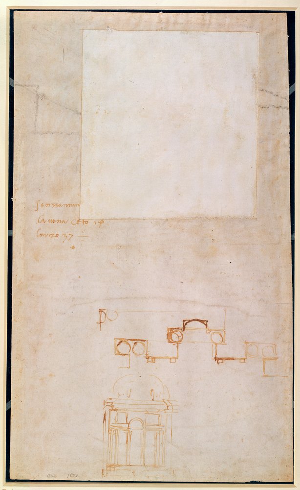 Architectural Study with Notes by Michelangelo Buonarroti