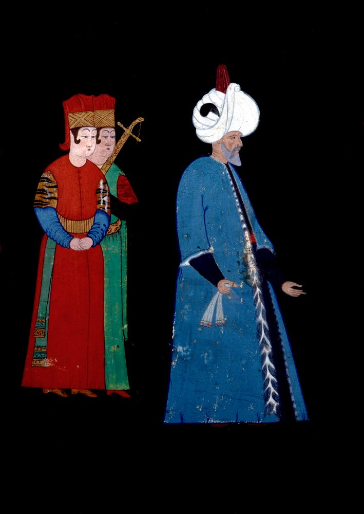 Portrait of Ottoman Sultan Soliman I the Magnificent, accompanied by ...