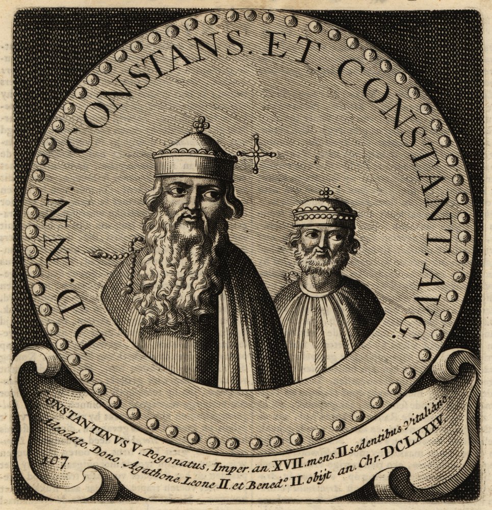Portrait of Byzantine Emperors Constans II and Constantine IV