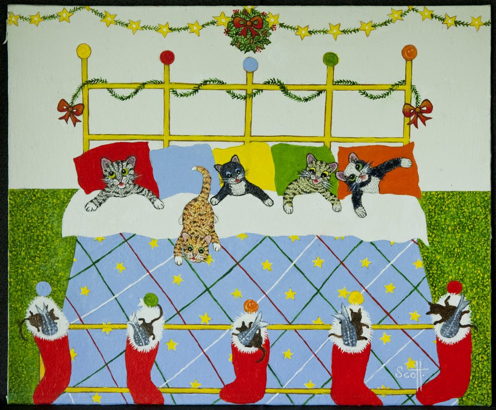 Christmas Morning 5 in a Bed by Pat Scott: Fine art print