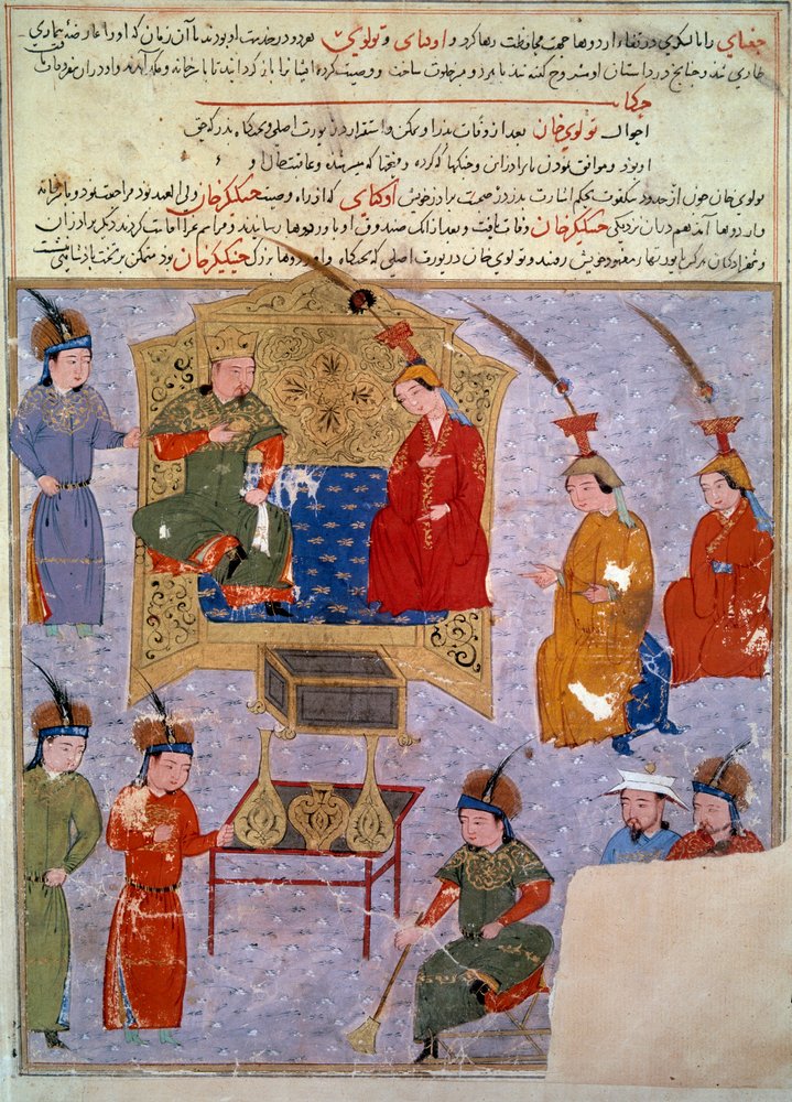 Representation of Hulagu Khan, grandson of Genghis Khan. Persian ...