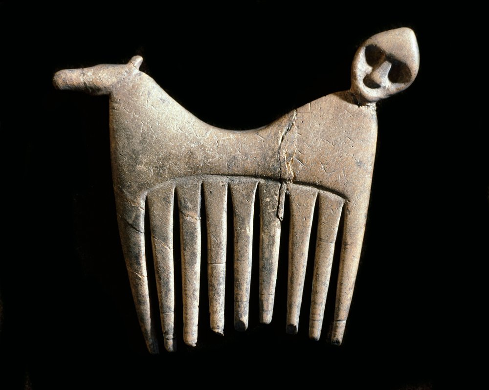 Bone Comb with a Head of Man and Horse from Gotland