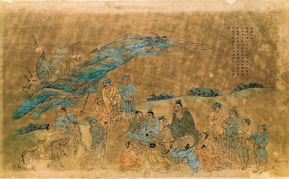 The Chinese Philosopher Confucius Surrounds His Disciples