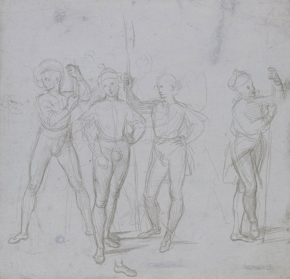Group of four standing Soldiers by Raphael: Fine art print