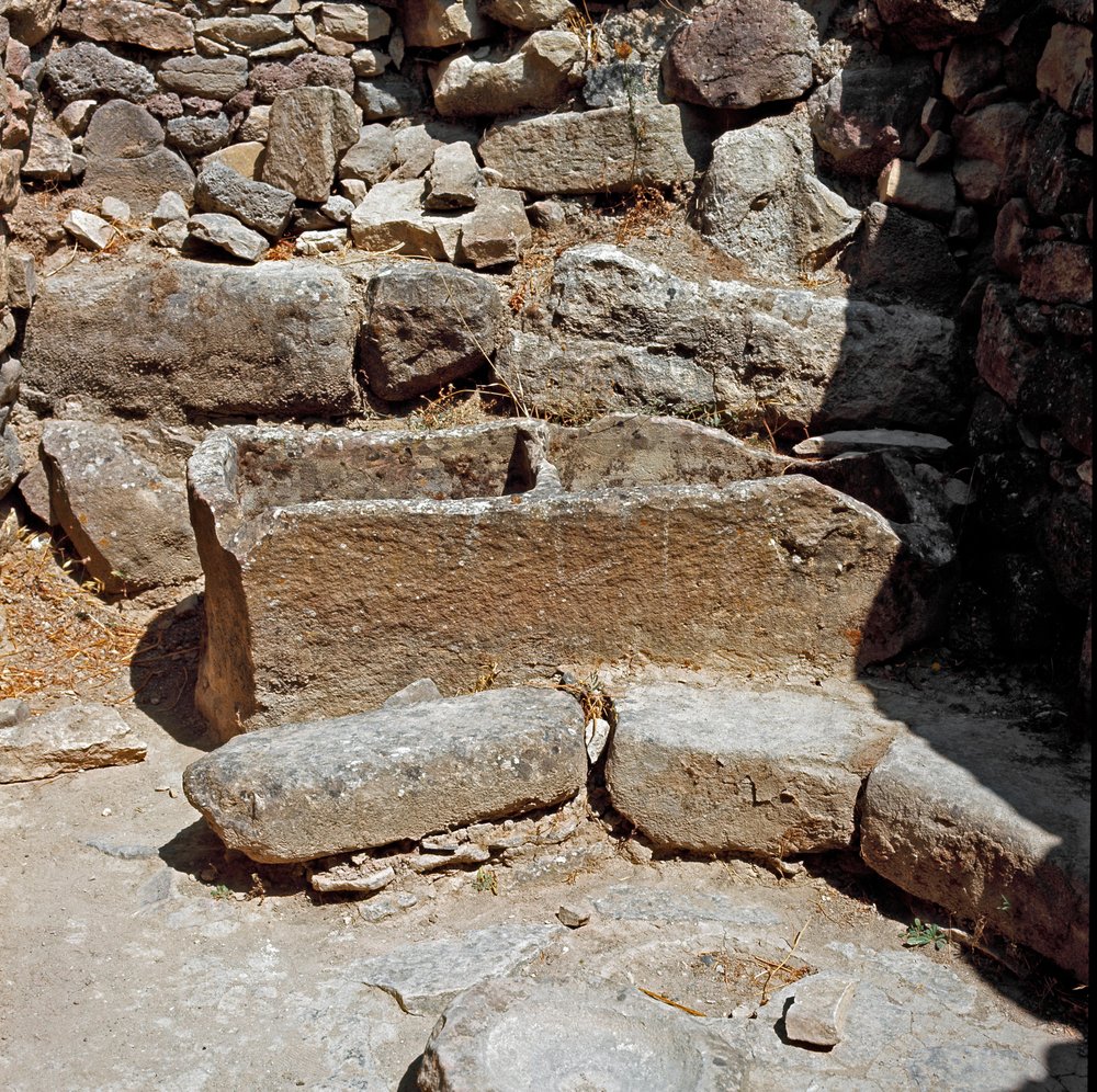 Nuragic culture: ruins of the nuragic city of the megalithic site of Su ...
