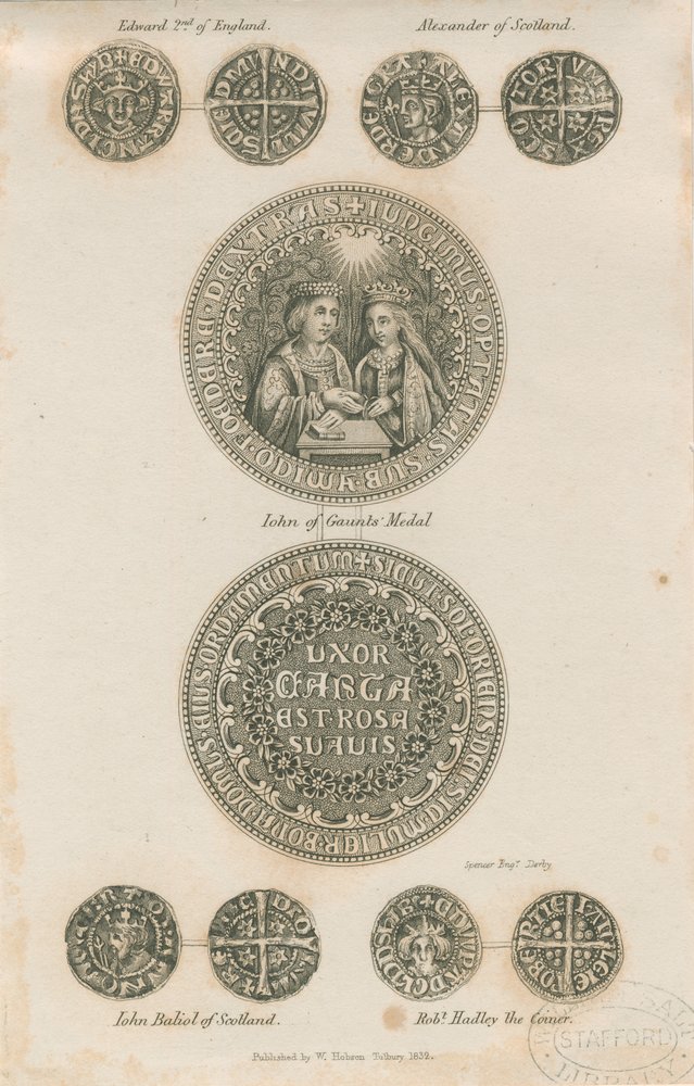Tutbury - Plate of Medieval Coins: engraving, nd [c 1832]