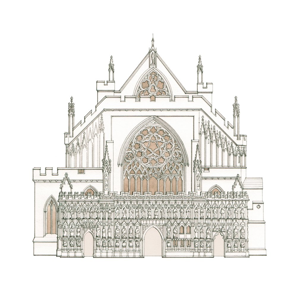 The West Front of Exeter Cathedral, Devon by Stephen Conlin