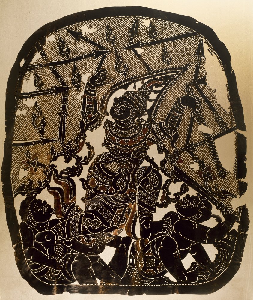Scene from Nang Yai Shadow Puppet Theatre Representing Virunjambang, Army General Dasakantha