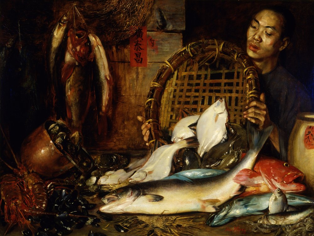 The Chinese Fishmonger by Theodore Wores: Fine art print