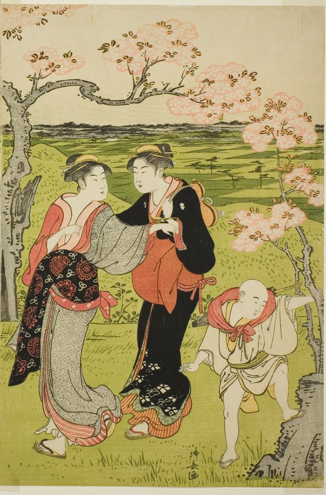 Cherry Blossom Viewing at Asuka Hill by Torii Kiyonaga