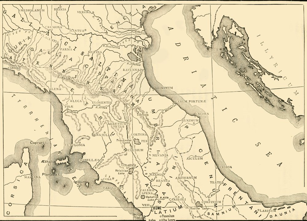 Map of Northern and Central Italy, 1890 by Unbekannt