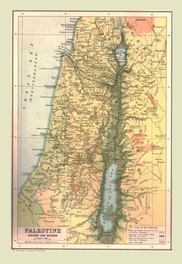 Map of Palestine, Ancient and Modern by Unbekannt