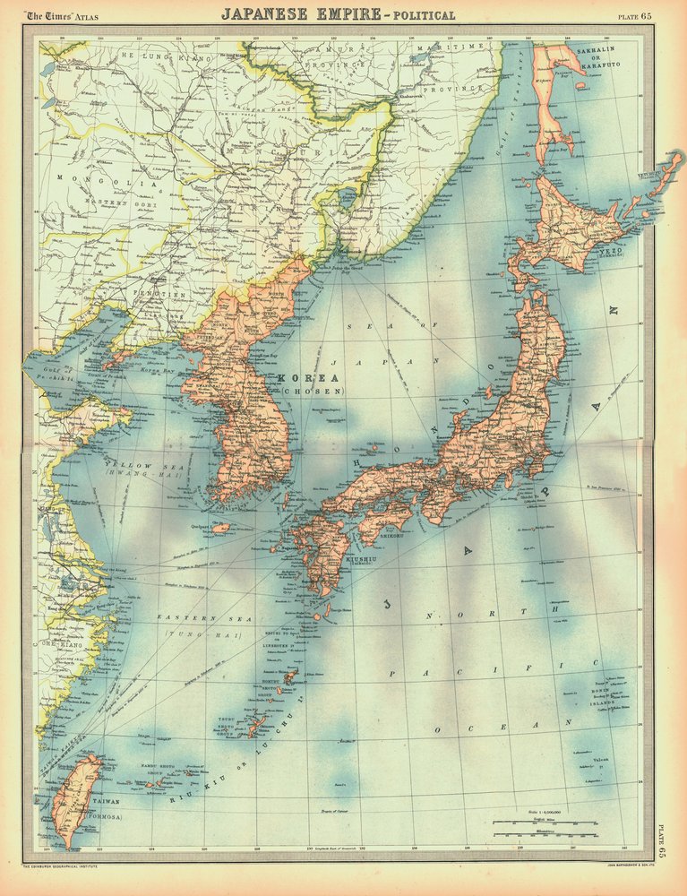 Political Map of the Japanese Empire, Early 20th Century