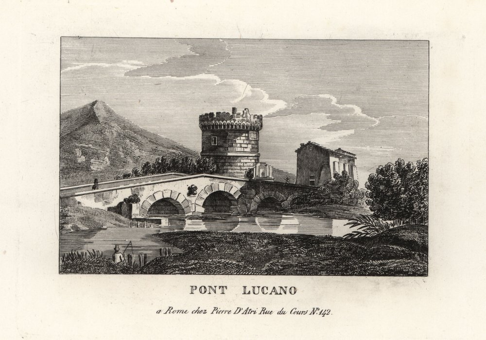 View of the Lucano Bridge and the Mausoleum of Plautii, on the road to ...