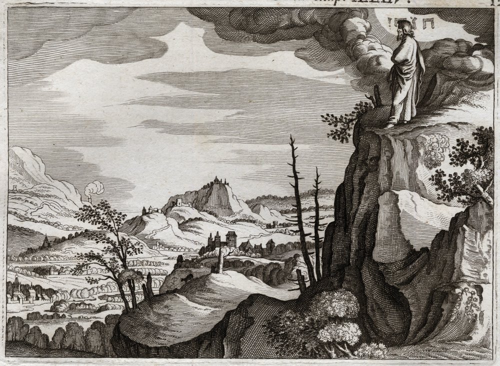 Bible of Royaumont, Old Testament: Death of Moses. God shows Moses the ...