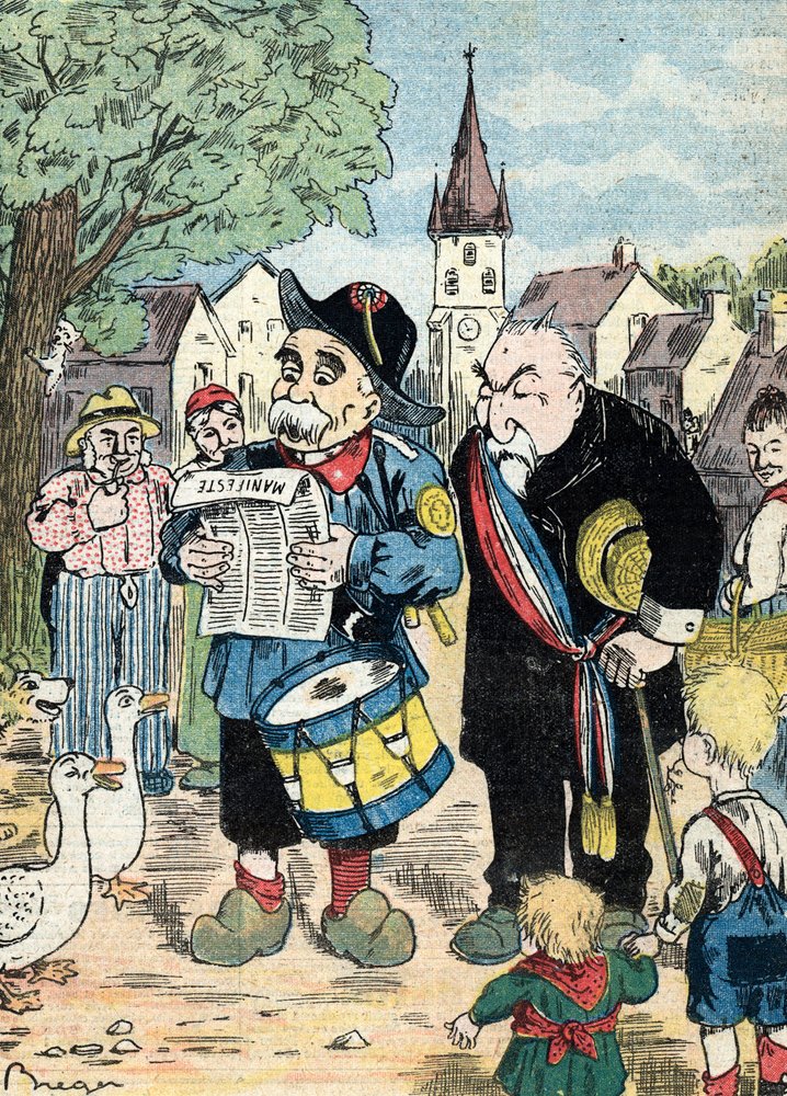 Cartoon Representing Georges Clemenceau and Emile Combes Campaigning ...
