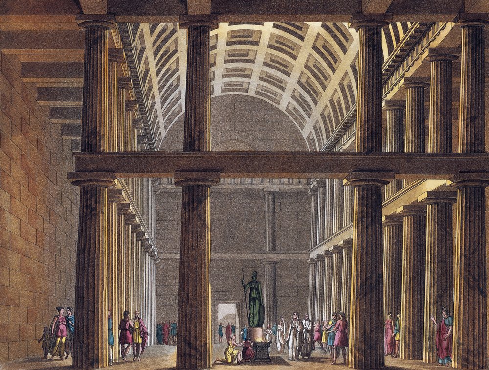 Interior of Parthenon - Statue of the Goddess Athena Inside the ...