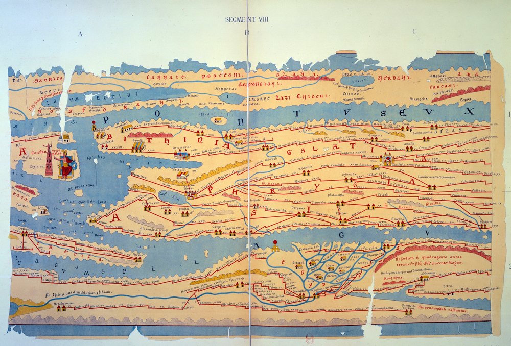Peutinger Table Representing the Roman Ways in Egypt and Turkey. Road ...