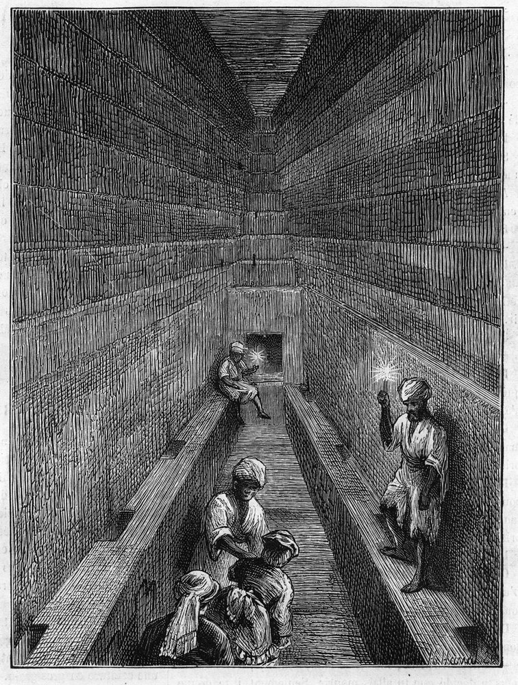 View of the large gallery of the pyramid of Kheops in Giza, Egypt