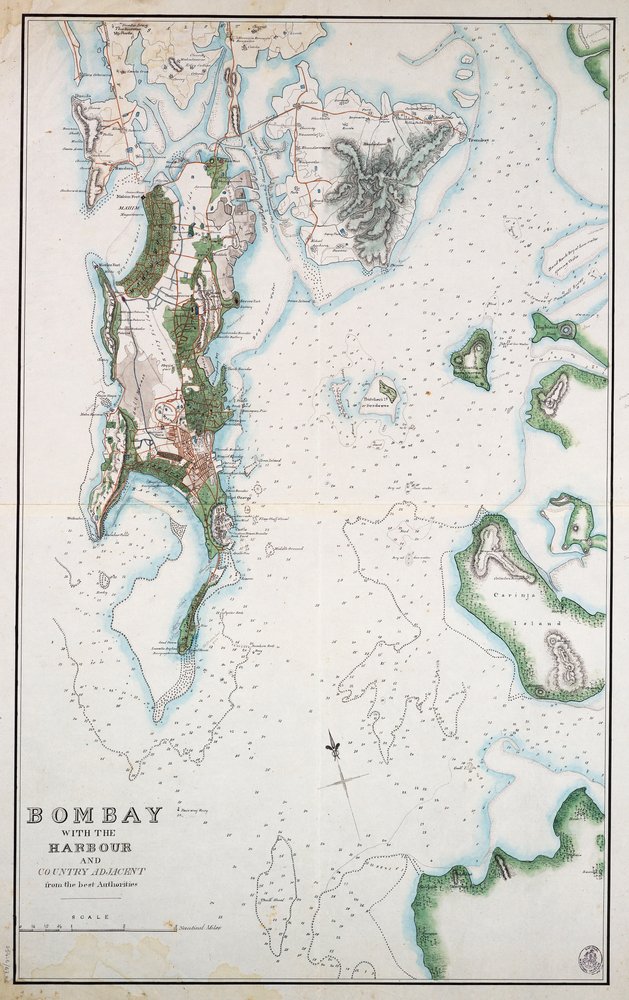 Map of Bombay with the harbour and country adjacent, also shown Arabian ...