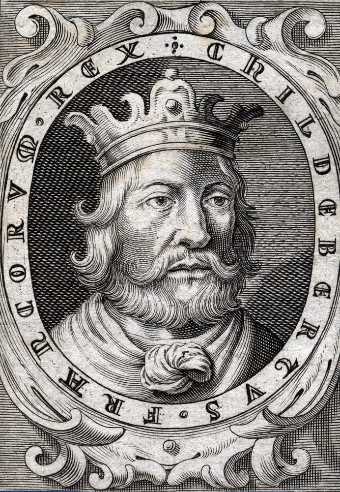 Portrait of Childebert I, King of Paris. Engraving from the 18th century