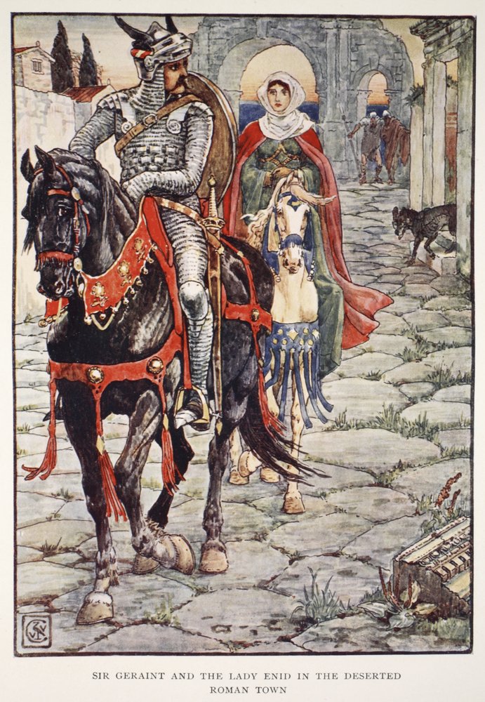 Sir Geraint and the Lady Enid in the Deserted Roman Town, from 'Stories ...