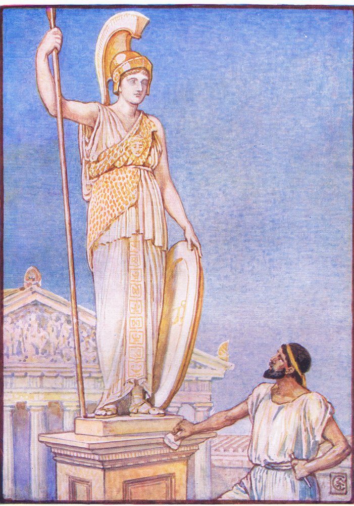 The figure of the goddess was a colossal one, illustration from The ...