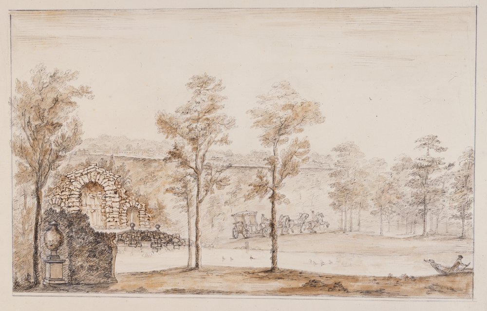 Chiswick, Design for a Rustic Cascade and Bridge Set Against the Terrace