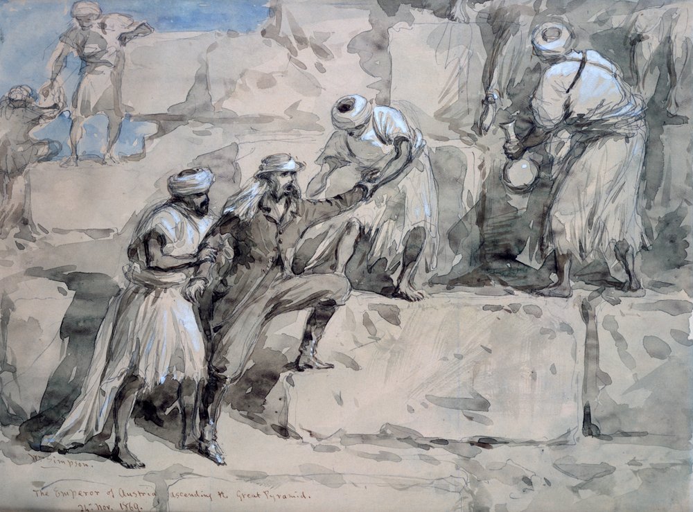 The Emperor of Austria Ascending the Great Pyramid, Egypt