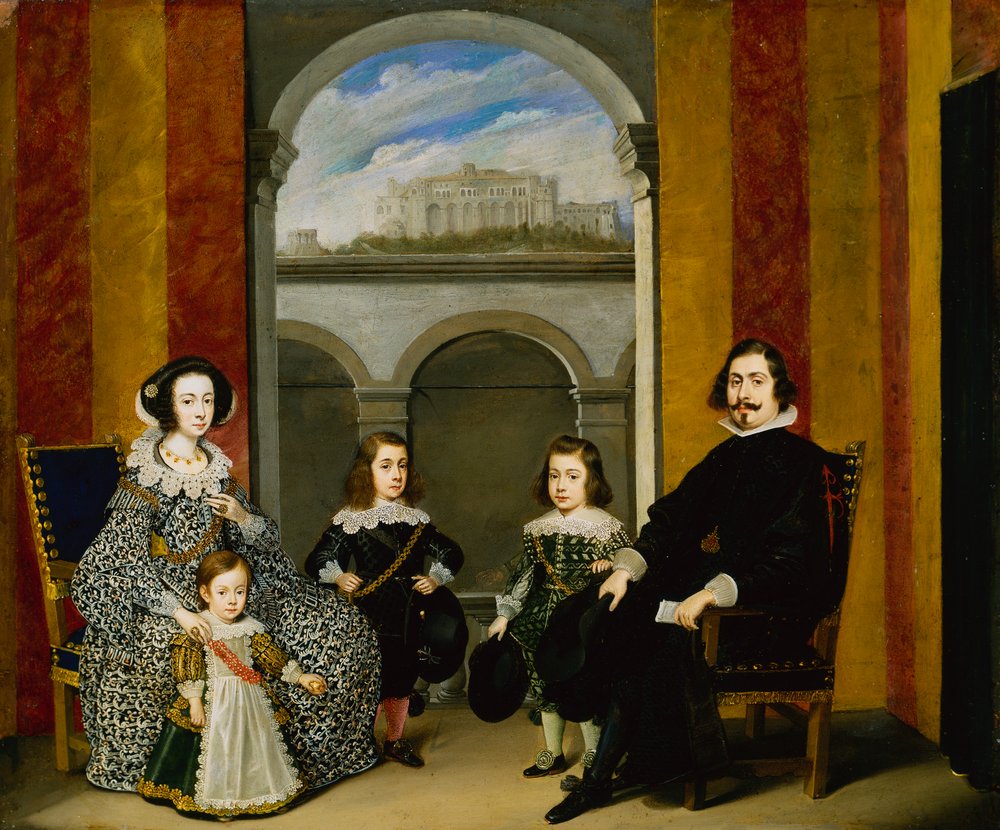 Francesco Tapia, Count of Vasto, with his Family seated in an interior ...