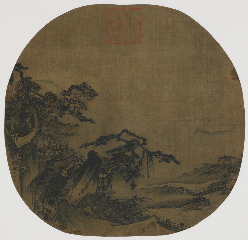 Landscape: Pavilions on a Mountain Side, a Stream Below, Ming Dynasty ...