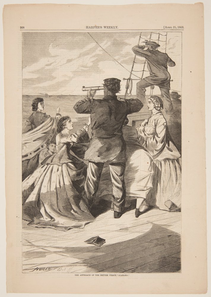The Approach of the British Pirate Alabama by Winslow Homer